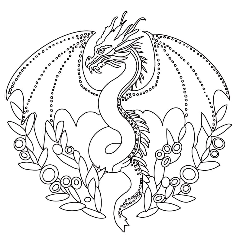Dragon Embroidery PDF Pattern. 6 Sizes 3 to 8 Inch for Hand Embroidery ...