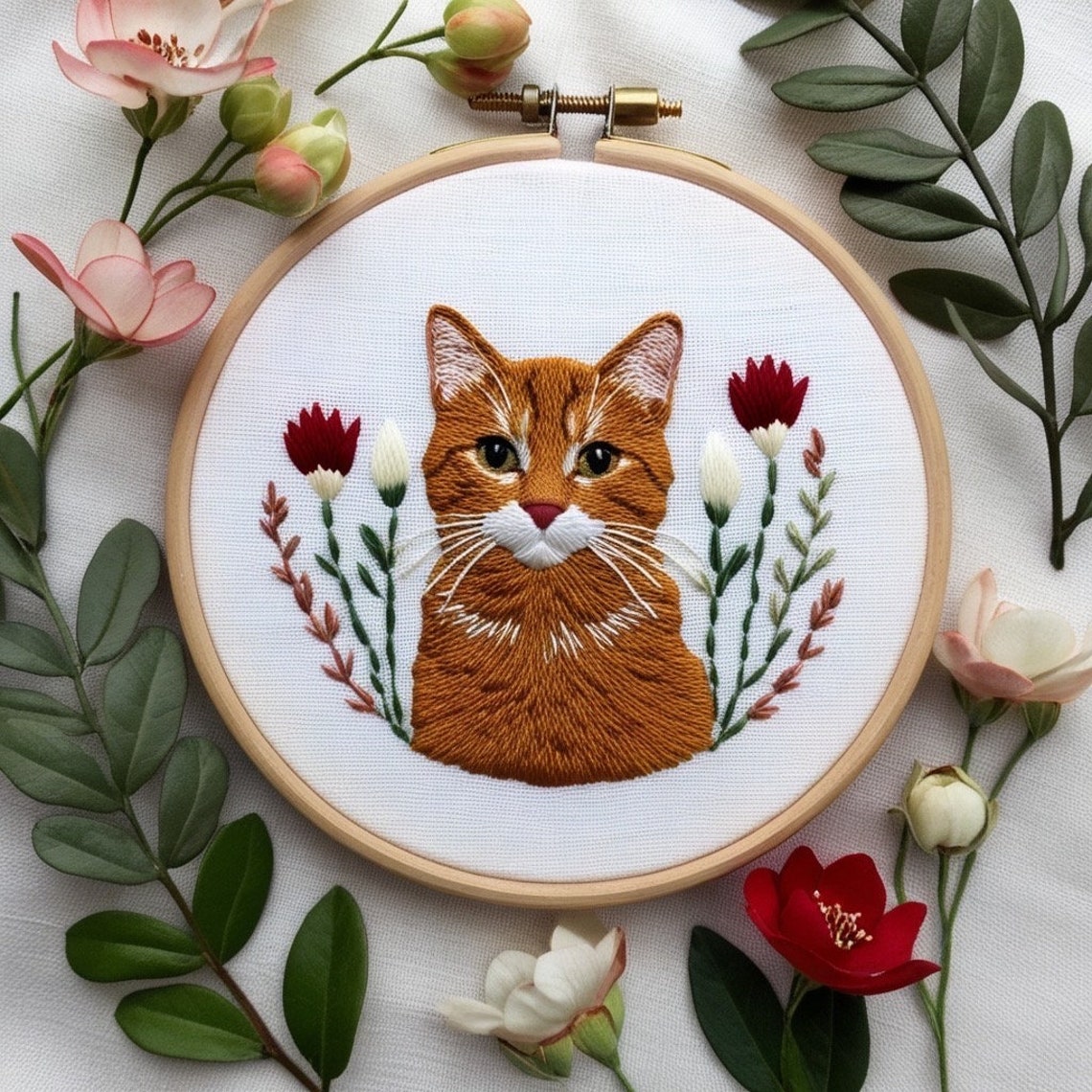 Tabby Cat Embroidery PDF Pattern. 7 Sizes From 3 to 8 Inch & A4 for ...