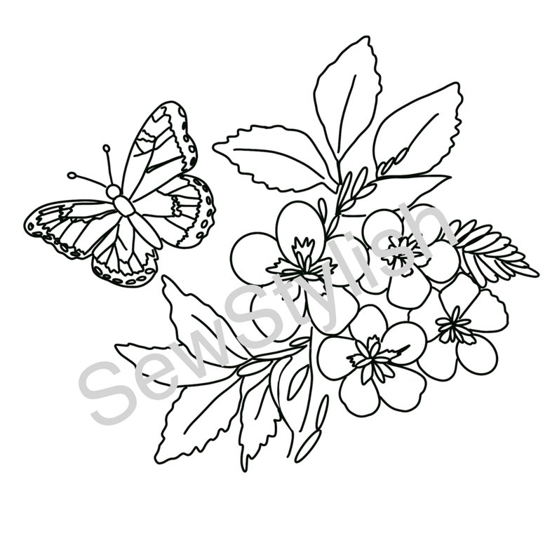 Butterfly Embroidery PDF Pattern. 7 Sizes From 3 to 8 Inch & A4 for Different Sized Hand ...