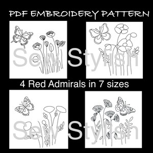 Butterfly Embroidery Bundle PDF Patterns. 7 Sizes for Each for Different Hand Embroidery Hoops ...