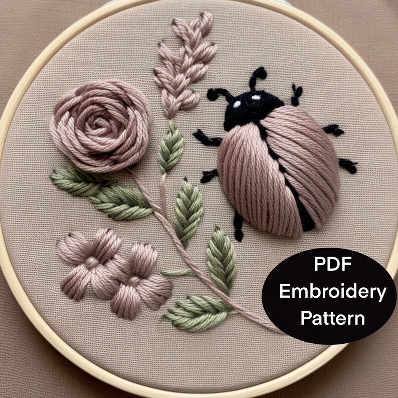 Ladybug Hand Embroidery PDF Pattern. From 3 - 8 Inch for Embroidery ...