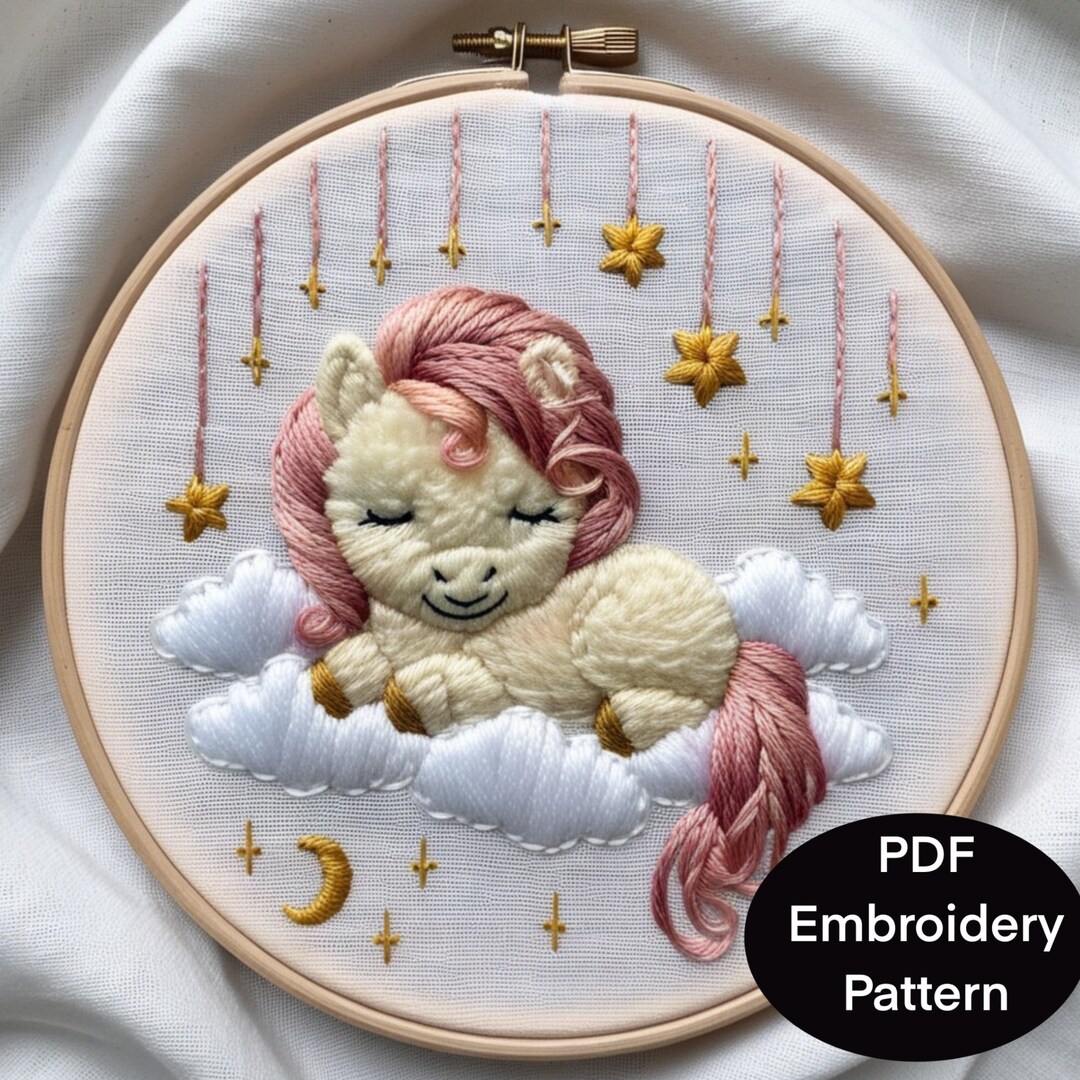 Pet Pony Embroidery PDF Pattern. 7 Sizes From 3 to 8 Inch & A4 for Different Hand Embroidery ...
