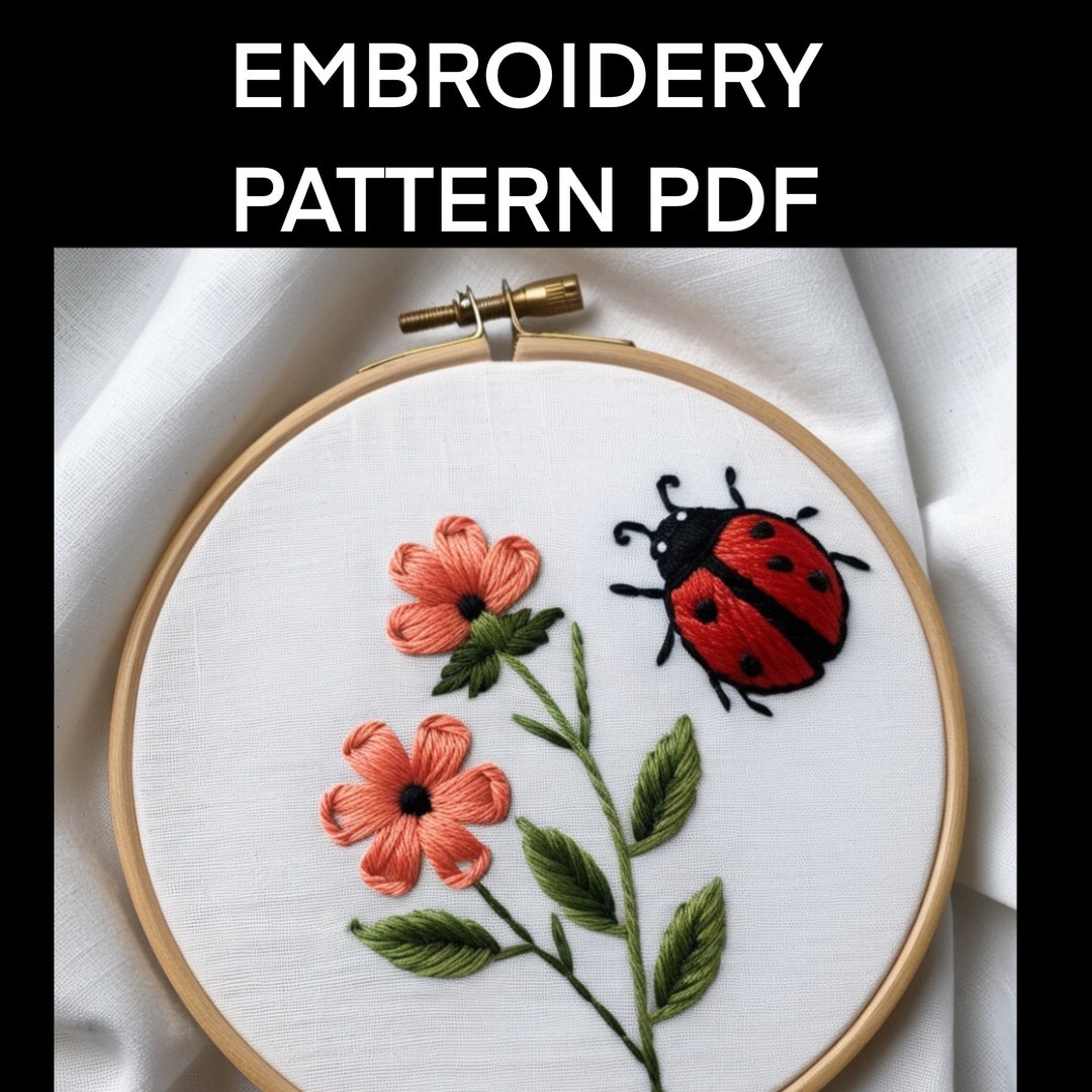 Ladybug Hand Embroidery PDF Pattern. From 3 8 Inch for Embroidery Hoops ...