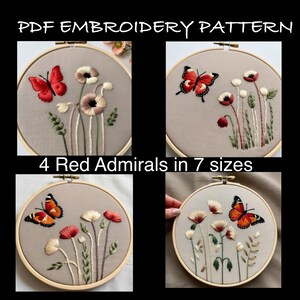 Butterfly Embroidery Bundle PDF Patterns. 7 Sizes for Each for Different Hand Embroidery Hoops ...