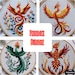 Phoenix in Flames Embroidery Pdf Pattern. 6 Sizes 3-8 Inch for Hand Embroidery Hoops. Easy ...