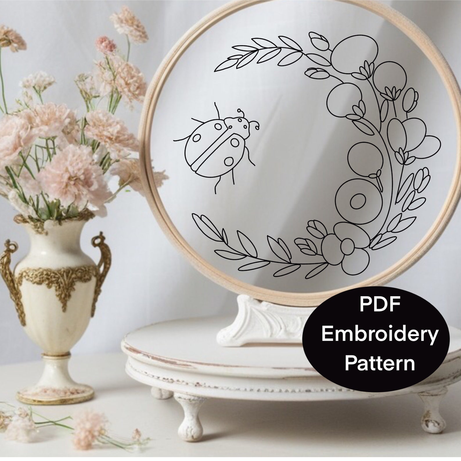 Ladybug Hand Embroidery PDF Pattern. From 3 - 8 Inch for Embroidery ...