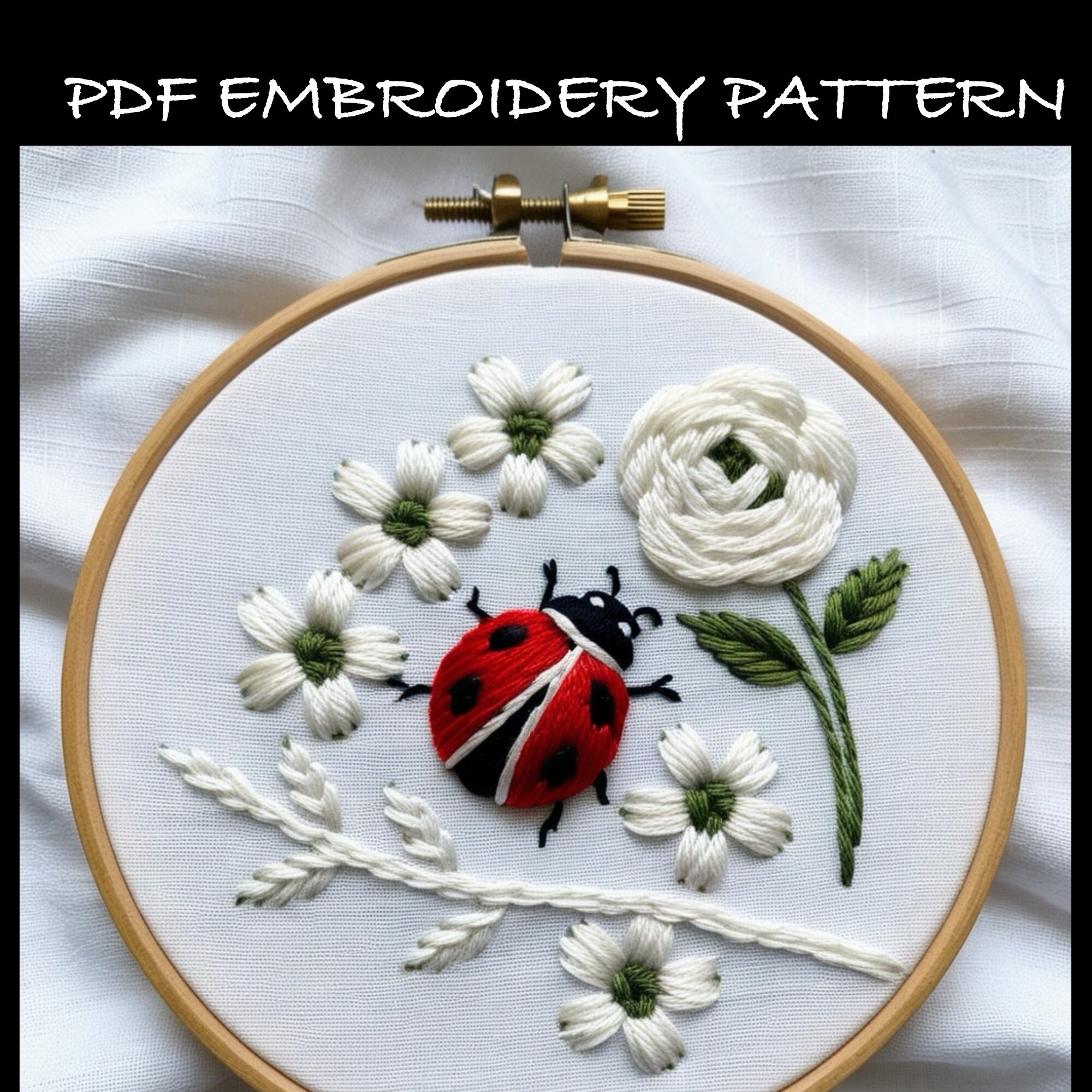 Ladybug Hand Embroidery PDF Pattern. From 3 - 8 Inch for Different ...