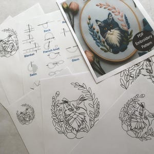 Butterfly Embroidery PDF Pattern. 7 Sizes From 3 to 8 Inch & A4 for Different Sized Hand ...