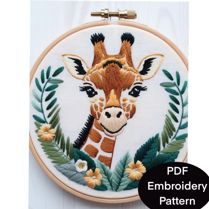 Giraffe Embroidery - Etsy