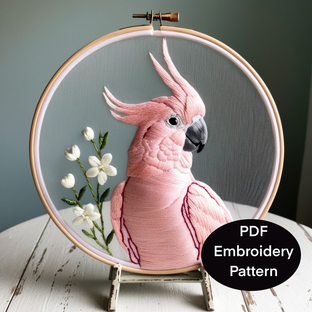 Cockatoo Embroidery Pattern | Floral Bird, Easy Sew (PDF Pattern) - Etsy