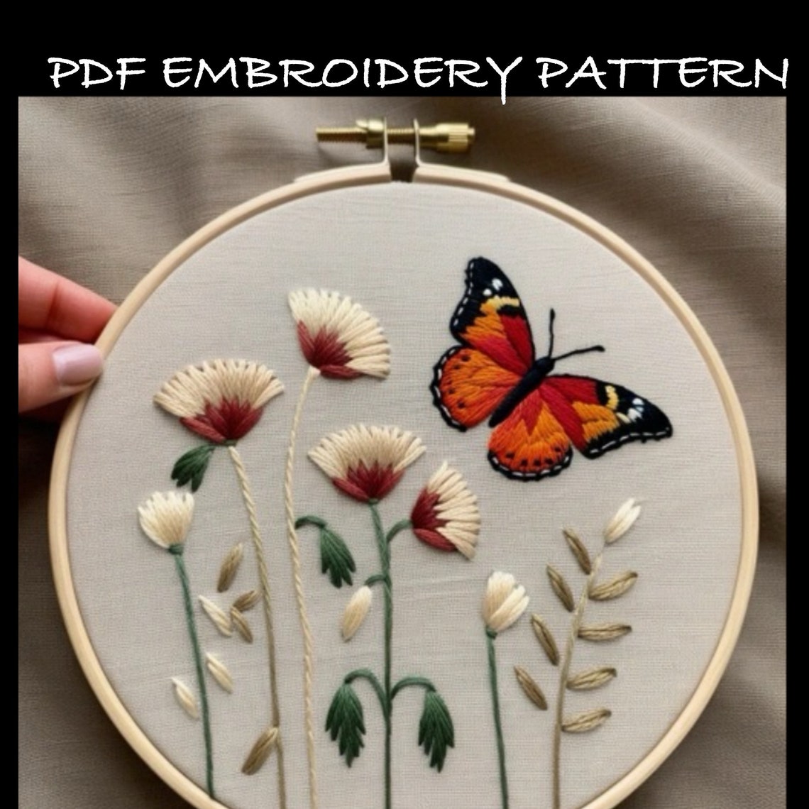 Butterfly Embroidery PDF Pattern. 7 Sizes 3-8 Inch & A4 for Different ...