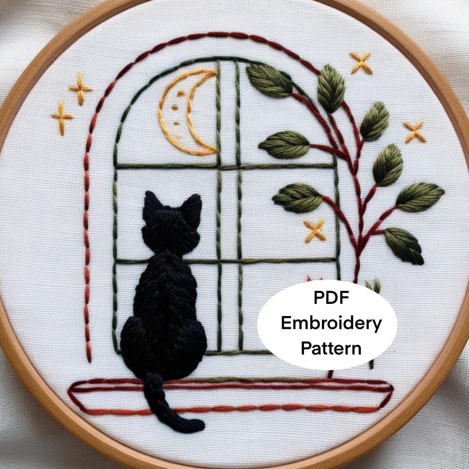 Cat Pet Embroidery PDF Pattern. 7 Sizes From 3 to 8 Inch & A4 for ...