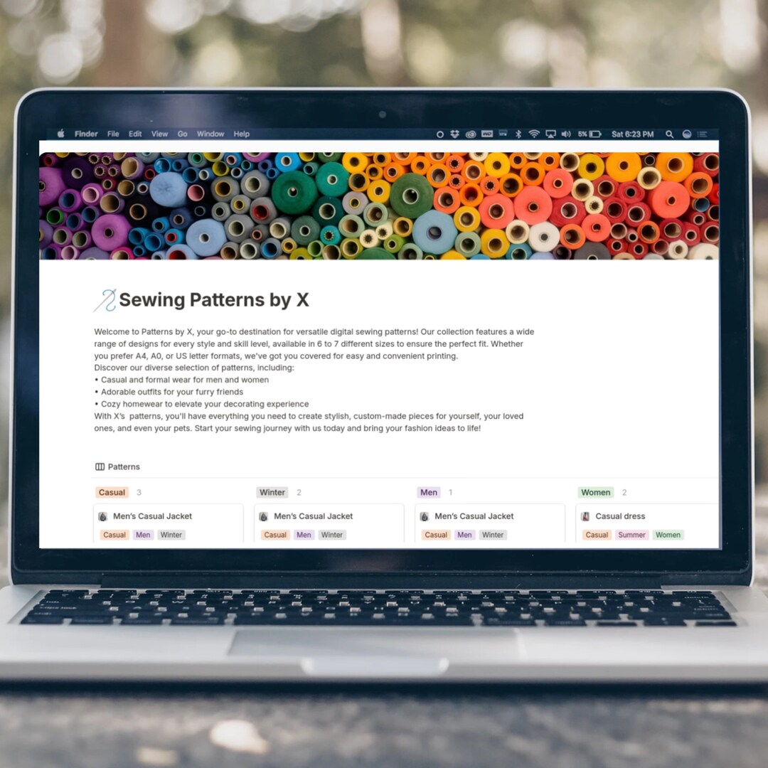 Sewing Pattern Bundle Maker and Manager Notion Template for Digital ...