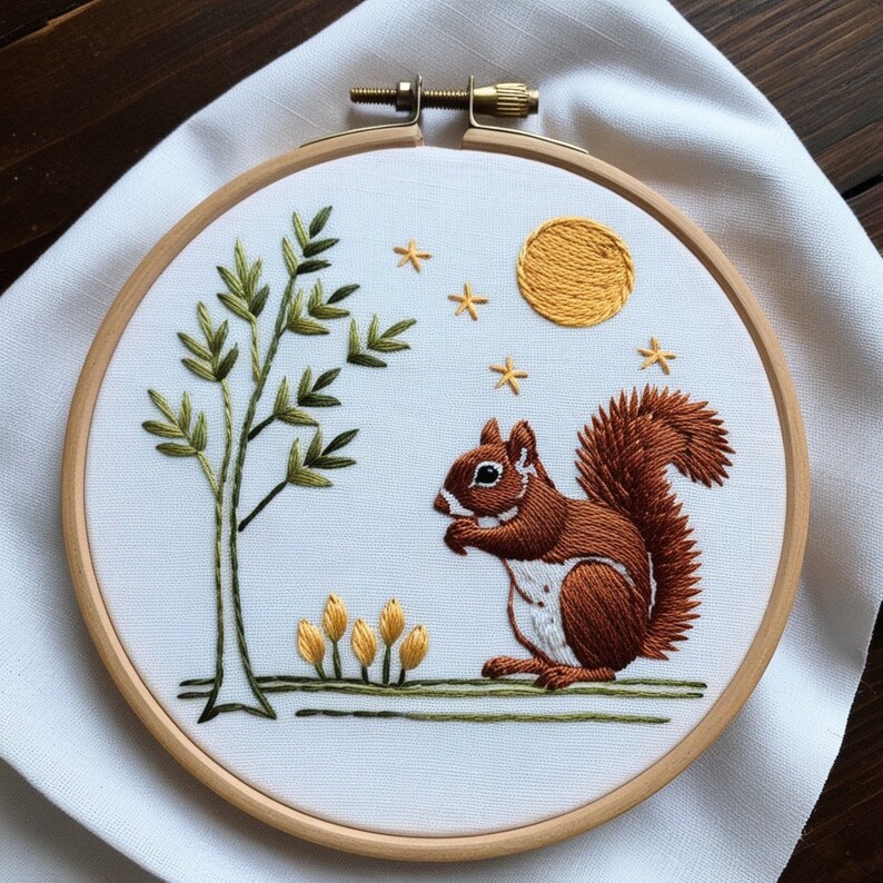 Squirrel Animal Embroidery PDF Pattern. 7 Sizes From 3 to 8 Inch & A4 ...