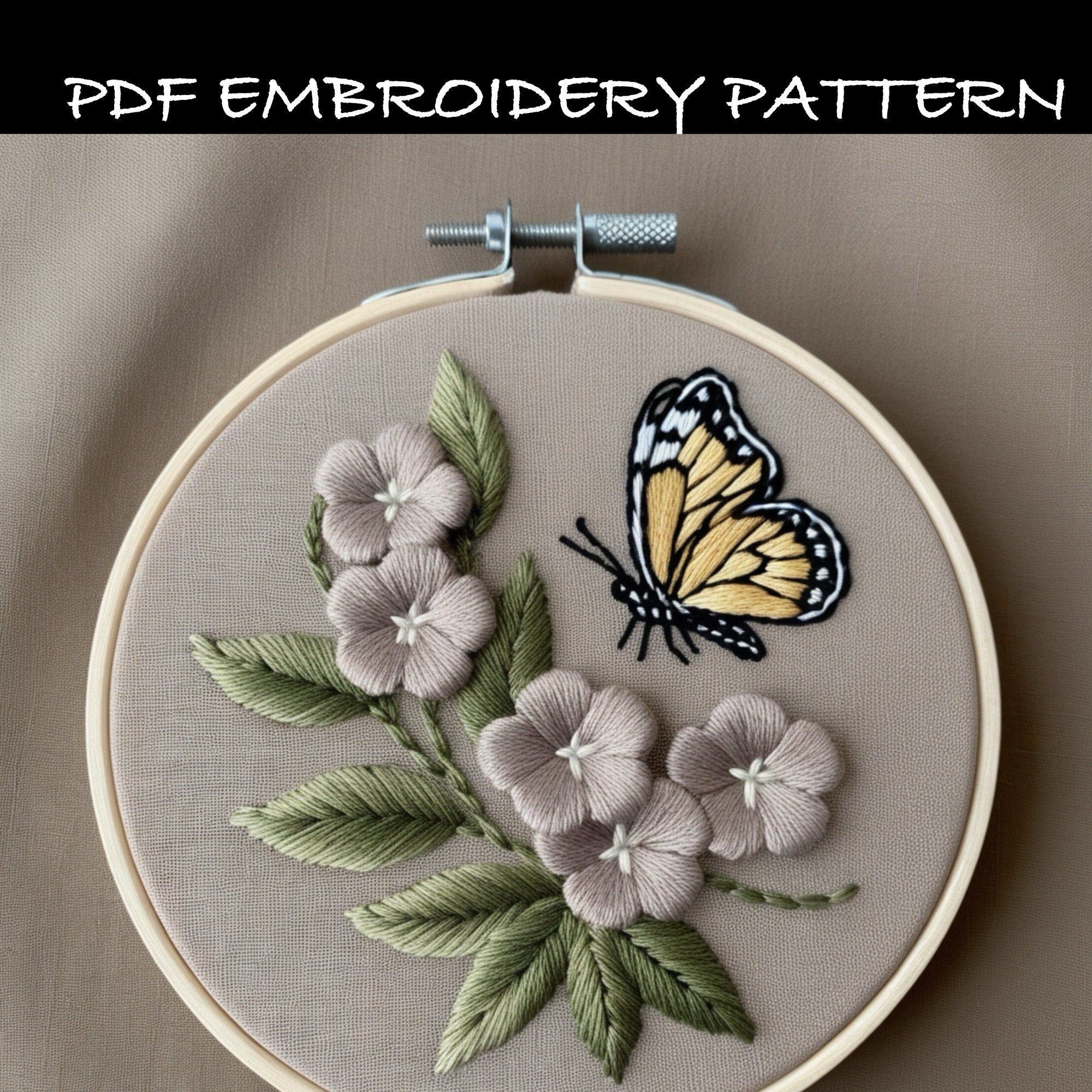 Butterfly Embroidery PDF Pattern. 7 Sizes From 3-8 Inch & A4 for ...
