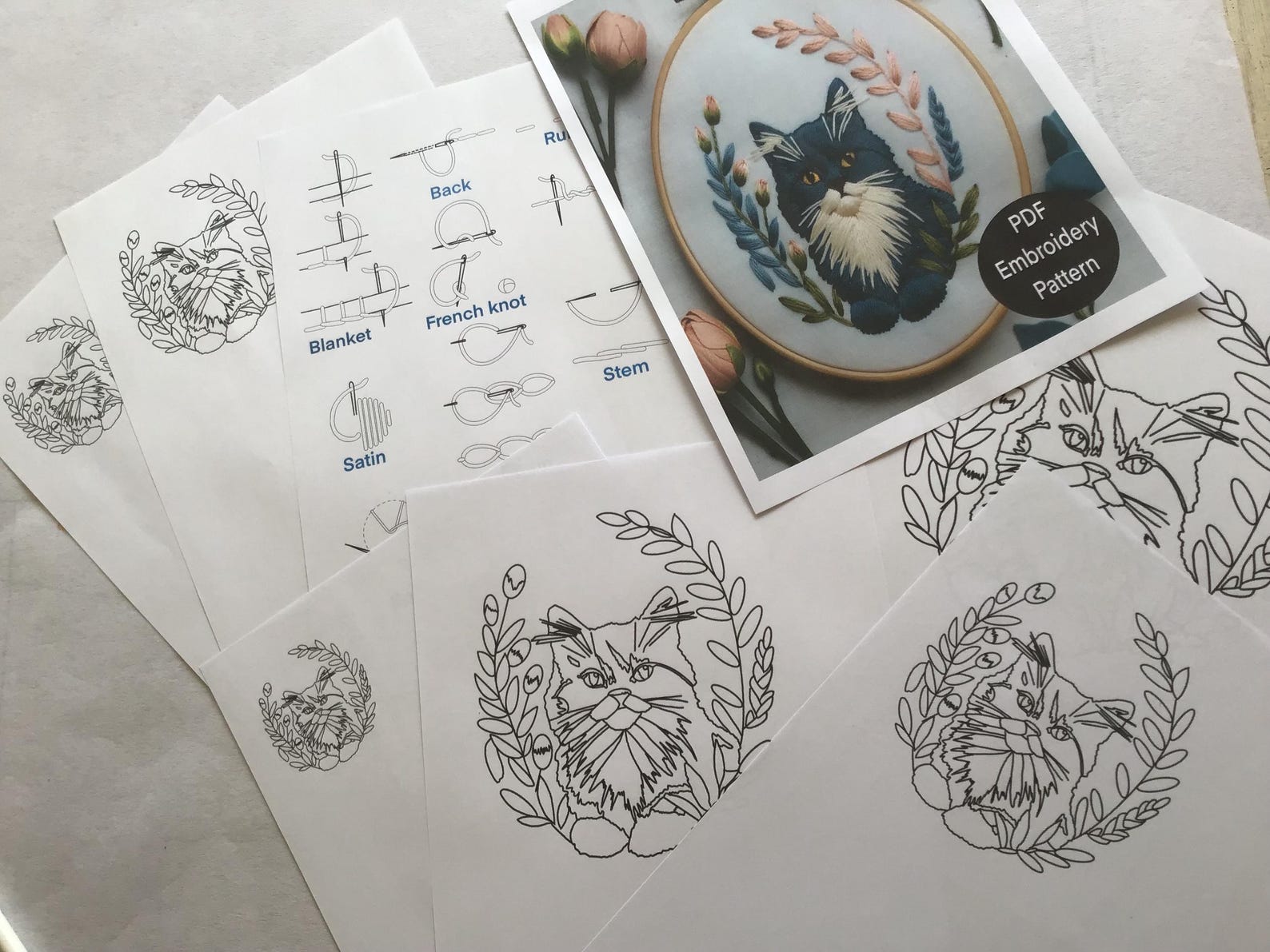 Dragon Embroidery PDF Pattern. 6 Sizes 3 to 8 Inch for Hand Embroidery Hoops. Simple Fantasy ...