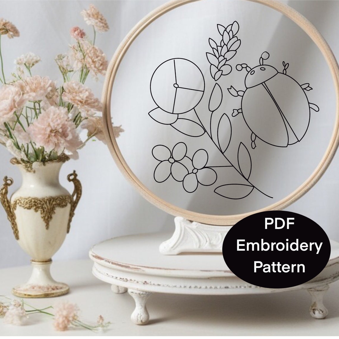 Ladybug Hand Embroidery PDF Pattern. From 3 8 Inch for Embroidery Hoops ...