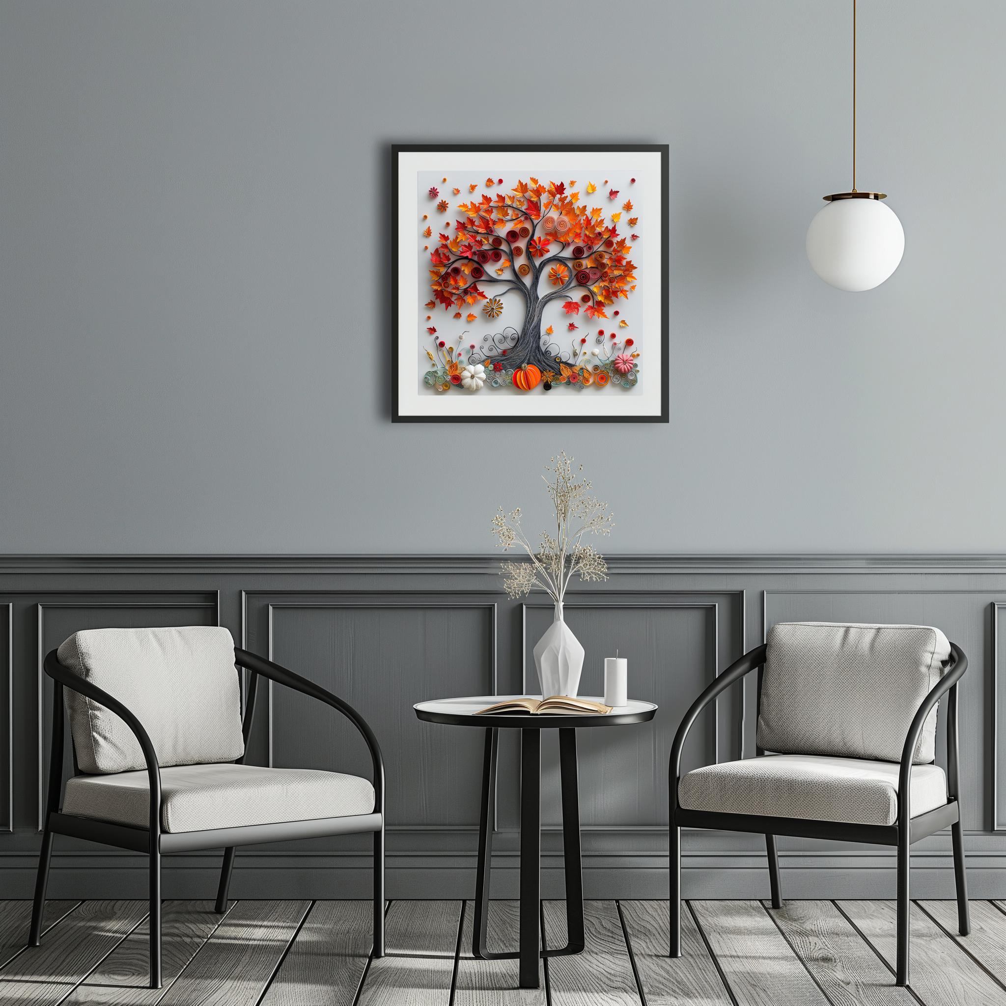 Digital Autumn Pumpkin Tree Quilling Art (1) - Fall Printable Wall ...