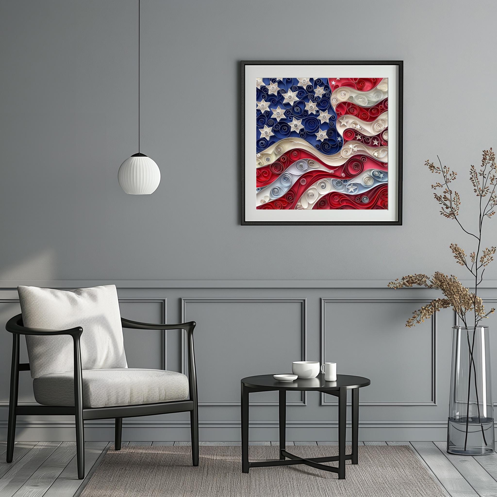 American Flag Quilling Art - Printable Wall Decor - INSTANT DIGITAL ...