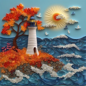 Digital Autumn Lighthouse Quilling Art (digital Download) - Etsy
