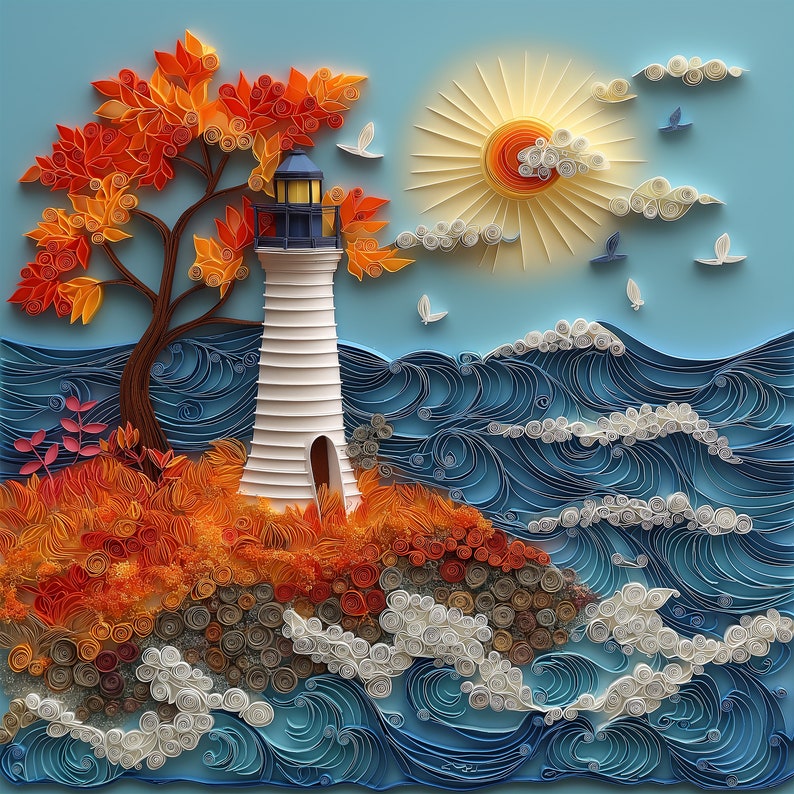 Digital Autumn Lighthouse Quilling Art (digital Download) - Etsy