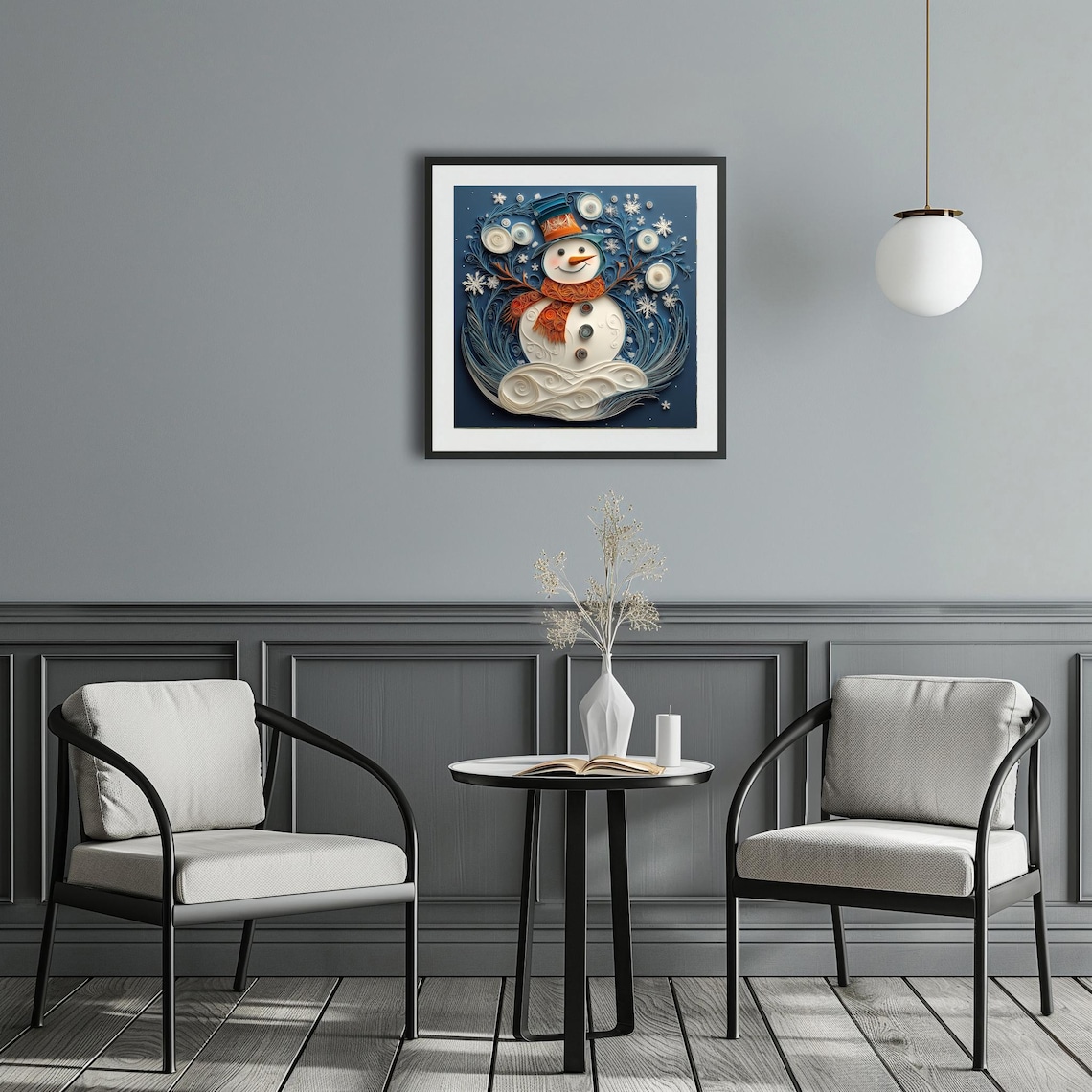 Digital Snowman Quilling Art - Winter Printable Wall Decor - INSTANT ...