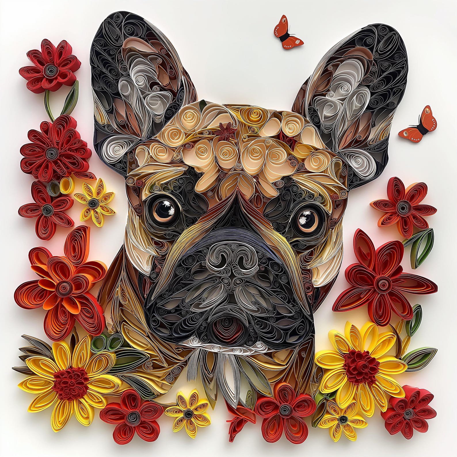 Digital French Bulldog Quilling Art - Pet Printable Wall Decor ...