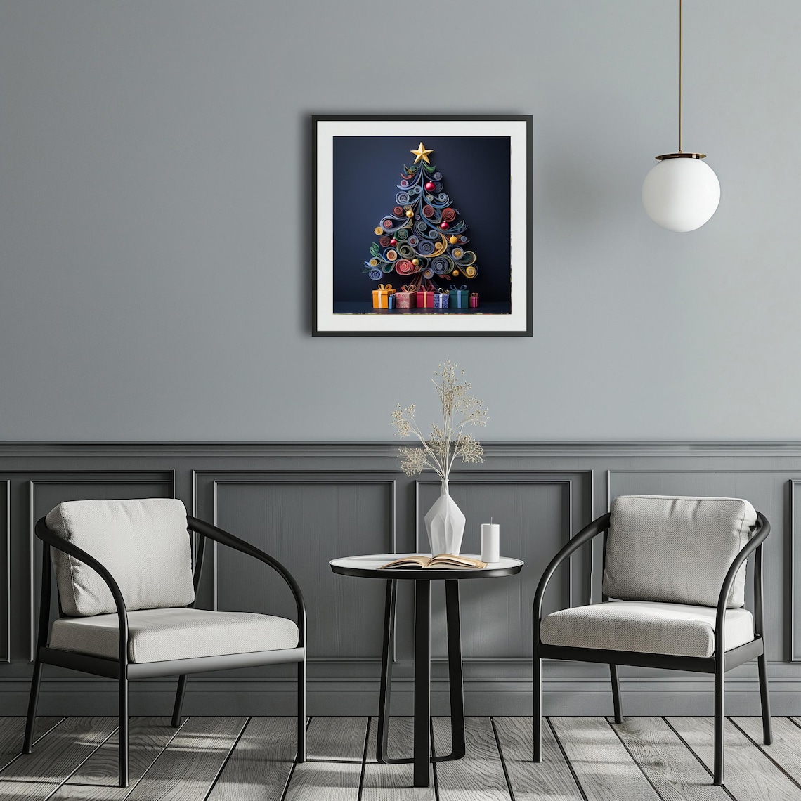 Digital Christmas Tree Quilling Art - Winter Printable Wall Decor ...