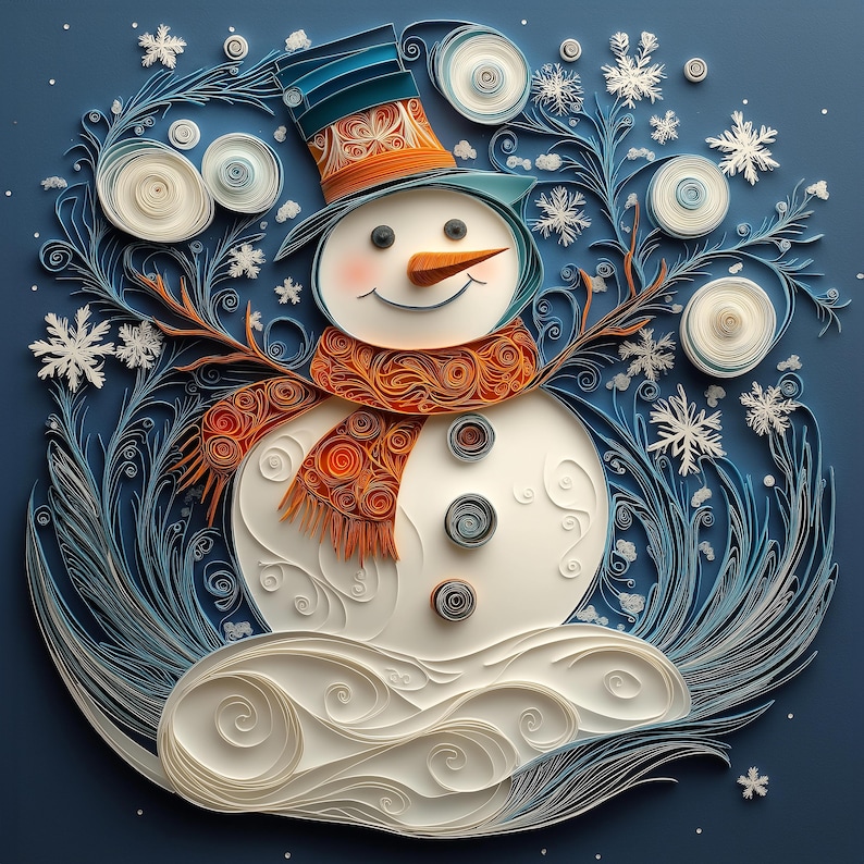 Digital Snowman Quilling Art - Winter Printable Wall Decor - INSTANT ...