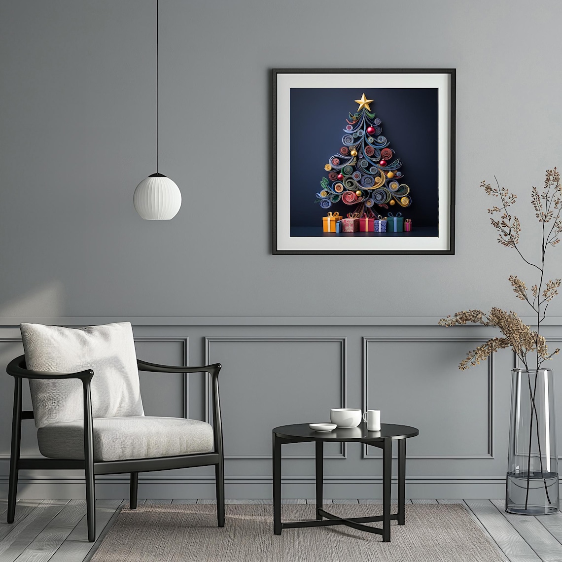 Digital Christmas Tree Quilling Art - Winter Printable Wall Decor ...