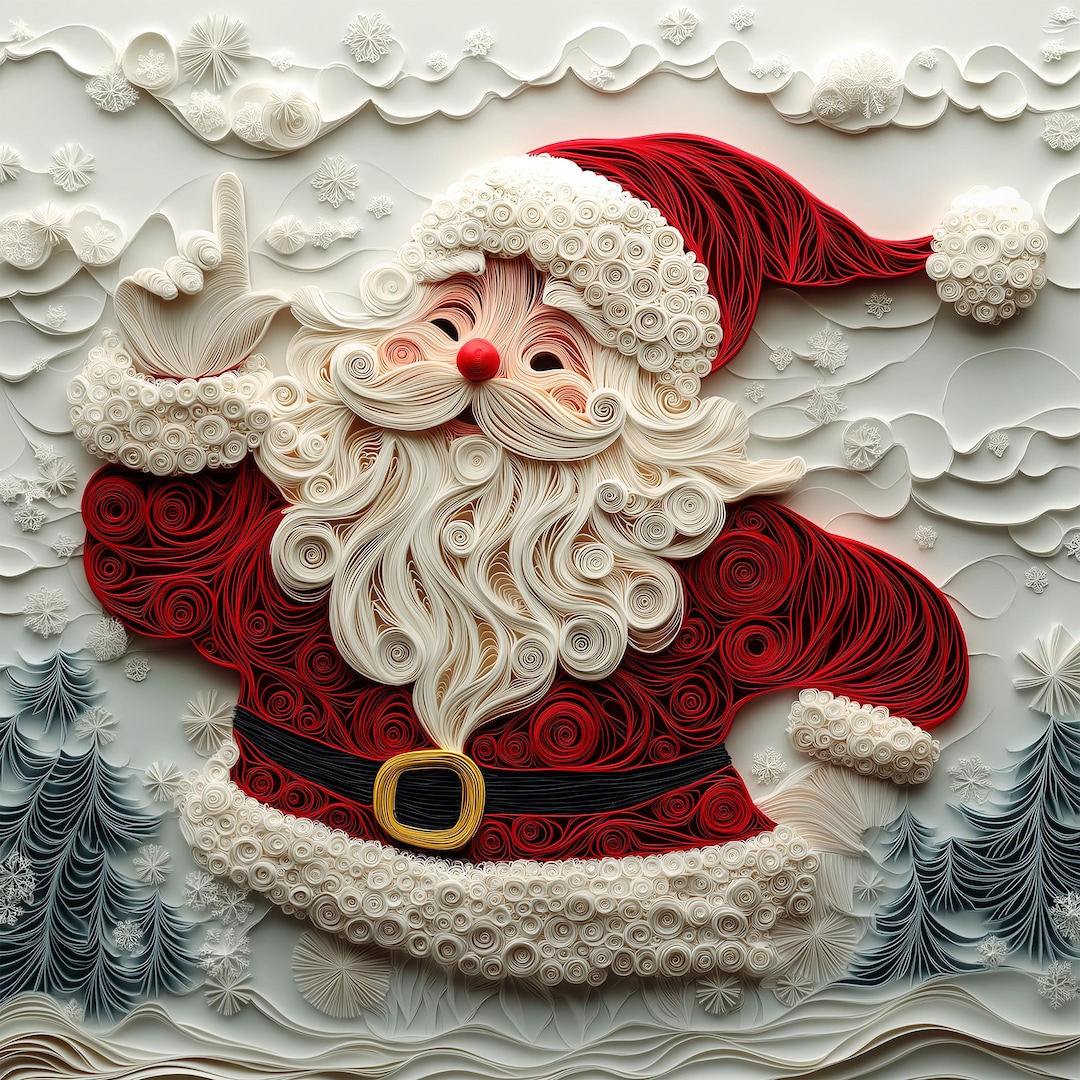 Digital Santa Claus Quilling Art - Winter Printable Wall Decor ...