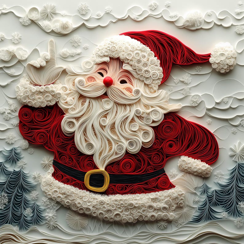 Digital Santa Claus Quilling Art - Winter Printable Wall Decor ...