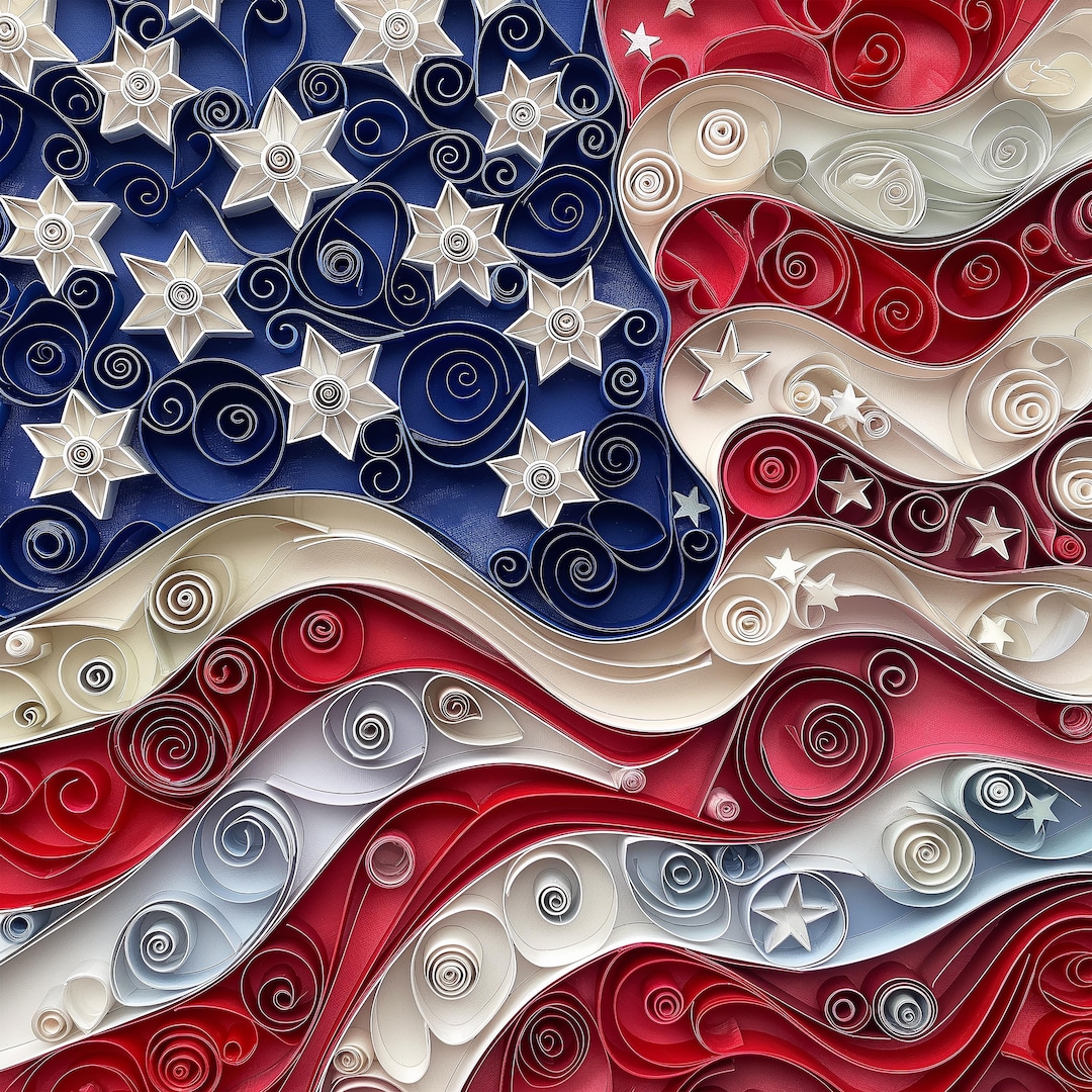 American Flag Quilling Art - Printable Wall Decor - INSTANT DIGITAL ...