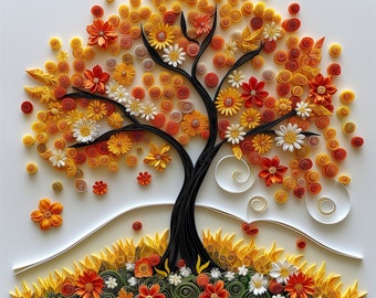 Digital Autumn Tree Quilling Art ~ Part 3 - Fall Printable Wall Decor ...
