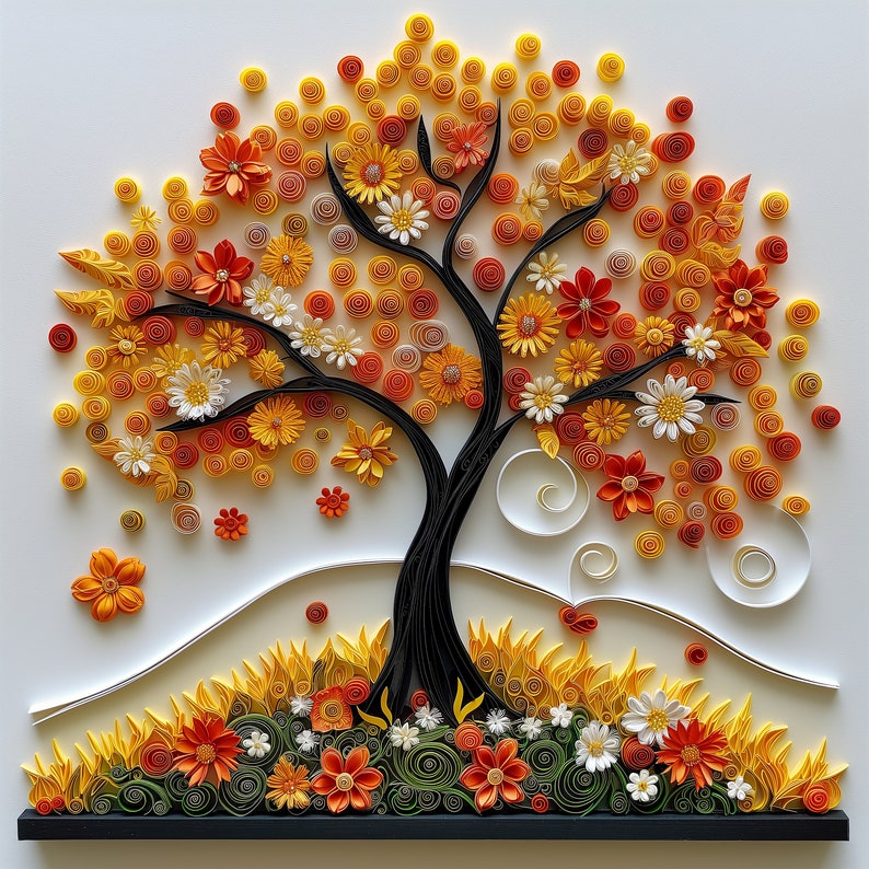 Digital Autumn Tree Quilling Art - Fall Printable Wall Decor - INSTANT ...