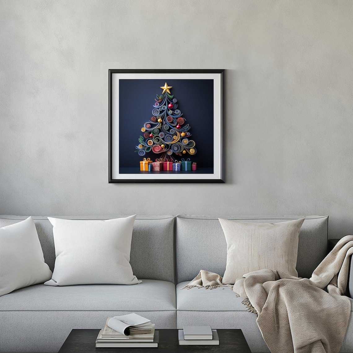 Digital Christmas Tree Quilling Art - Winter Printable Wall Decor ...