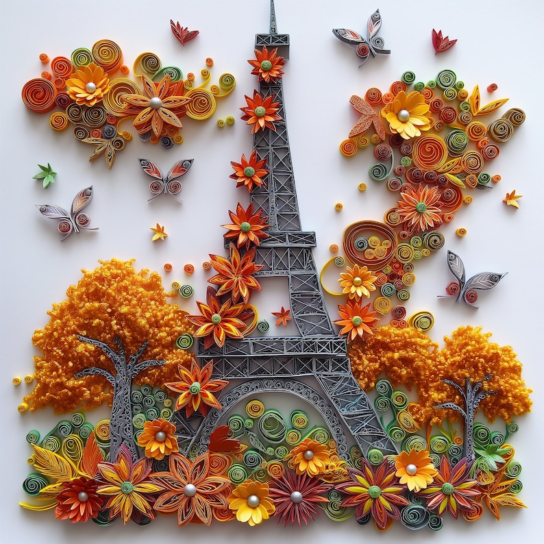 Digital Autumn Eiffel Tower Quilling Art (digital Download) - Etsy
