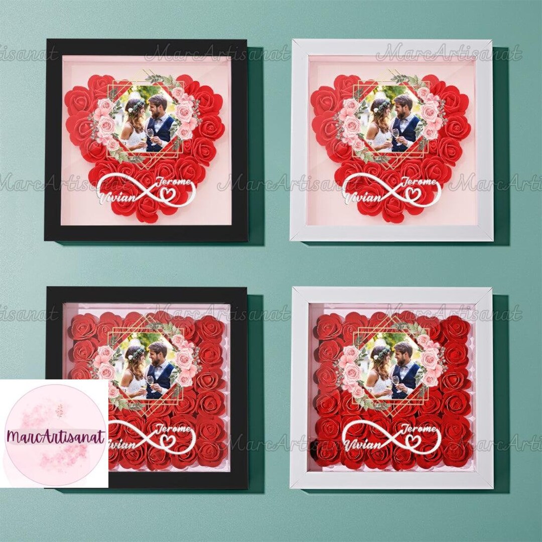 Custom Photo Flower Frame Box, Wedding Personalized Flower Box Frame ...