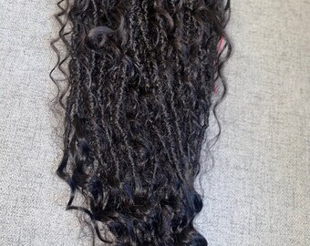 Distressed Boho Locs With Human Hair Deep Wave Curls 18 Locs per Bundle ...