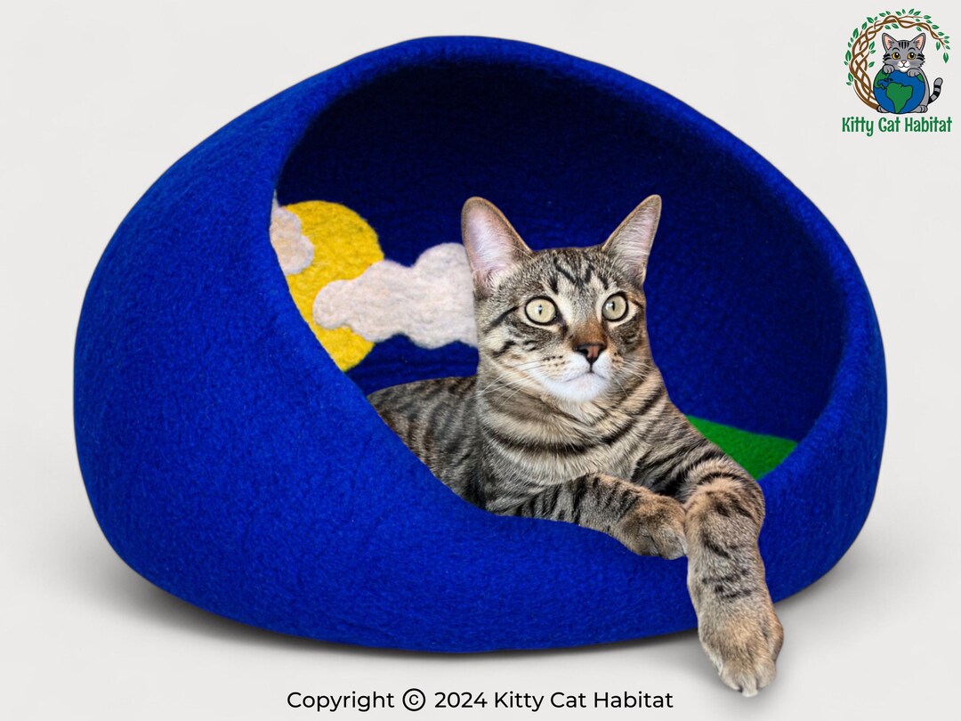 Handmade Merino Wool Cat Cave Bed Cozy & Stylish Modern Design Perfect ...