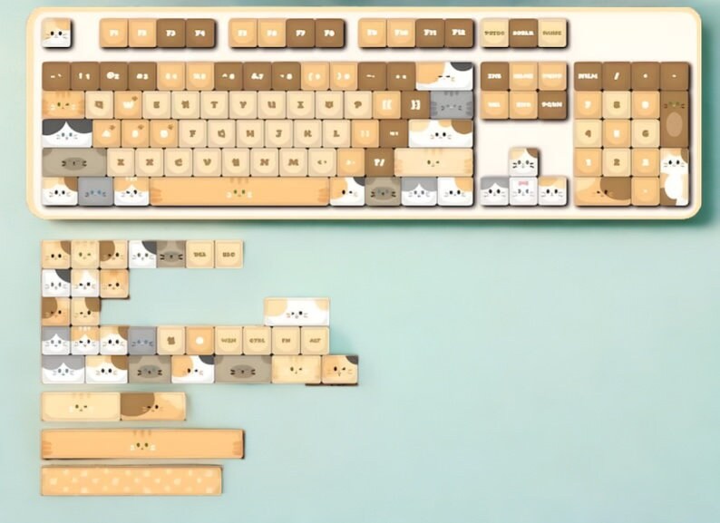 Cute Cats Emoticon Keycap Set, Cute Keycaps, PBT Material, MAO Profile ...