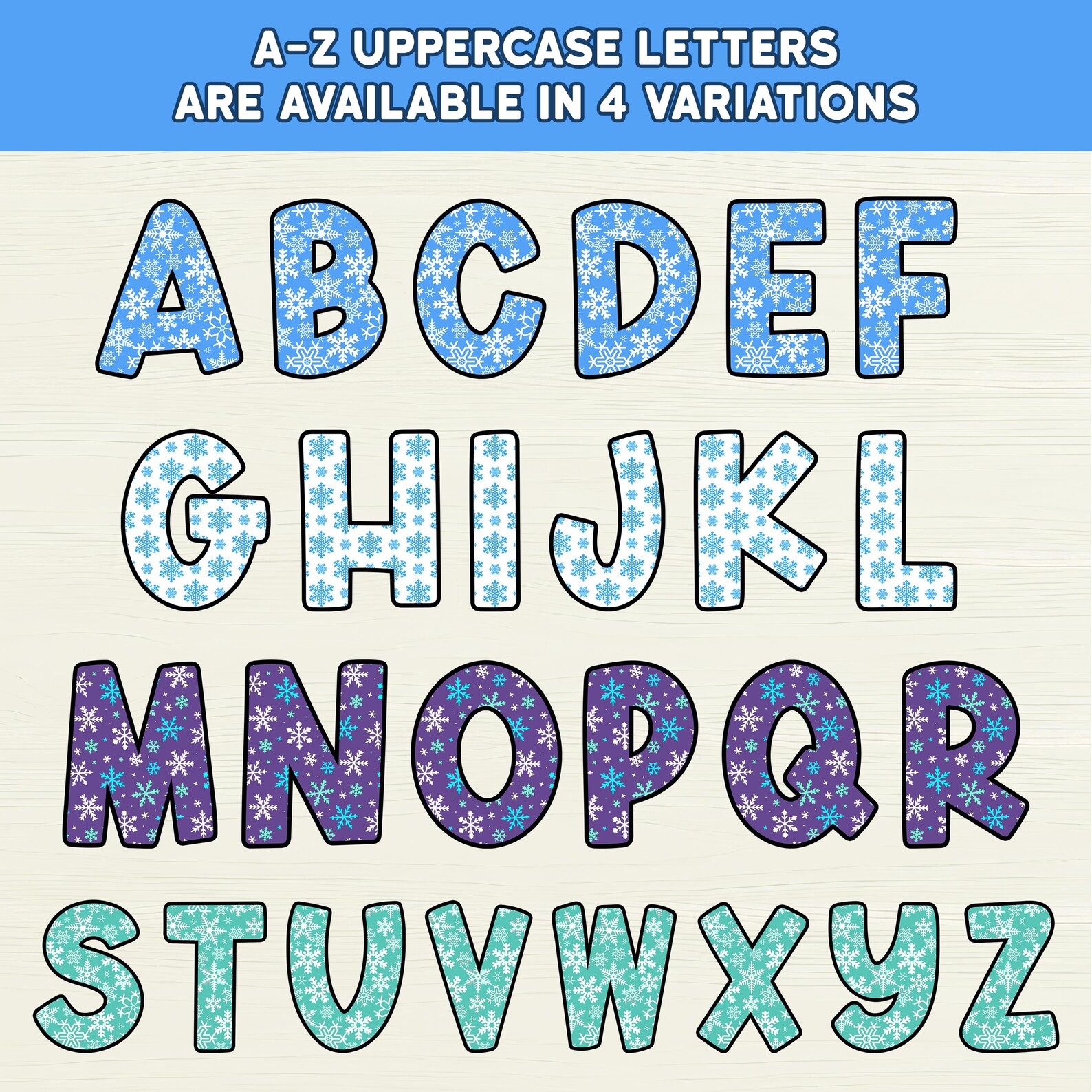 Winter Snowflake Bulletin Board Letters - Classroom Decor (printable ...