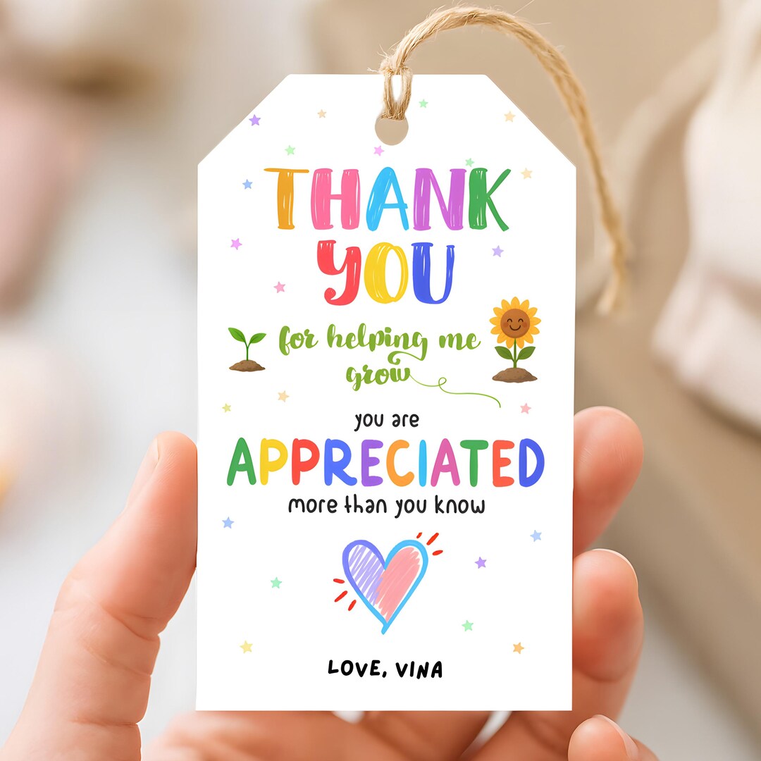 Editable Teacher Appreciation Tags – Thank You Teacher Gift Labels ...