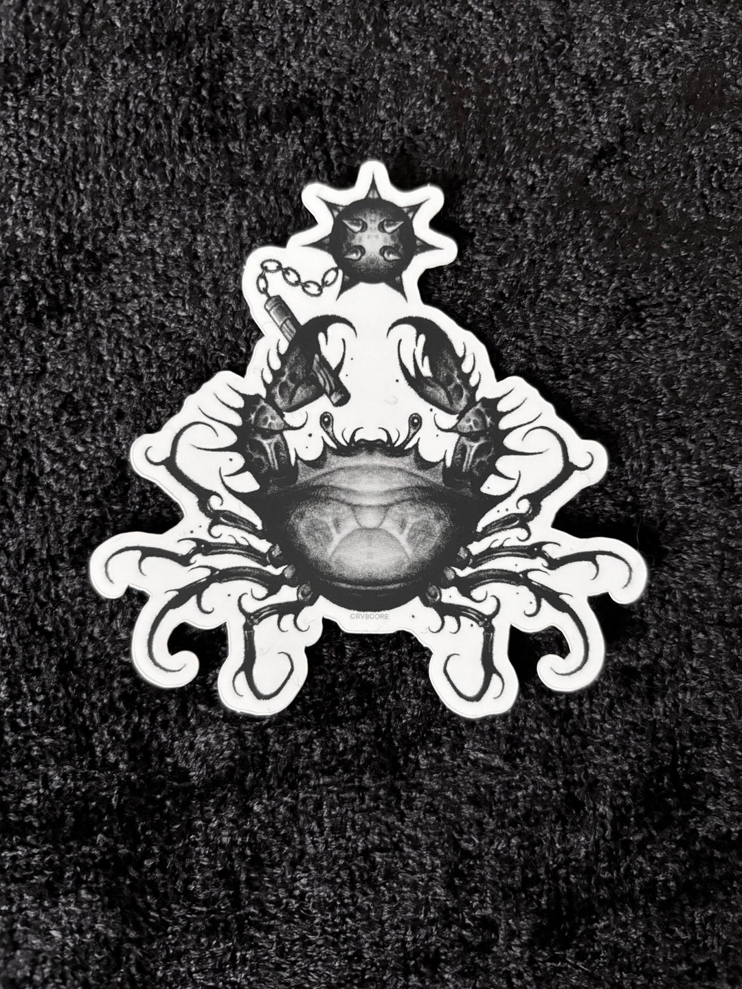 Crab Sticker Medieval Blackwork Crab Vinyl Sticker Tattoo Design - Etsy