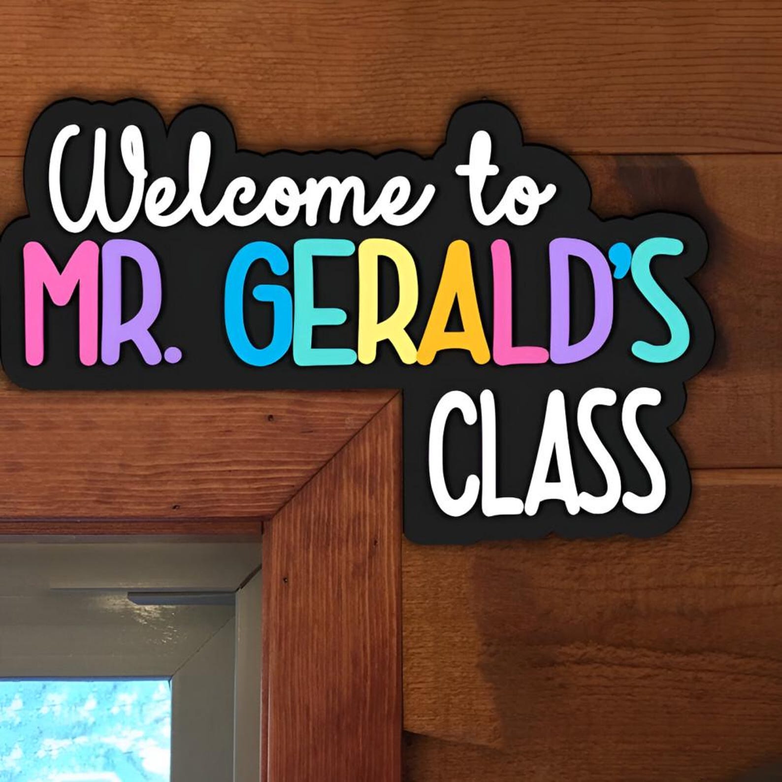 Teacher Name Doorframe Corner Sign, Custom 3D Teacher Door Sign ...