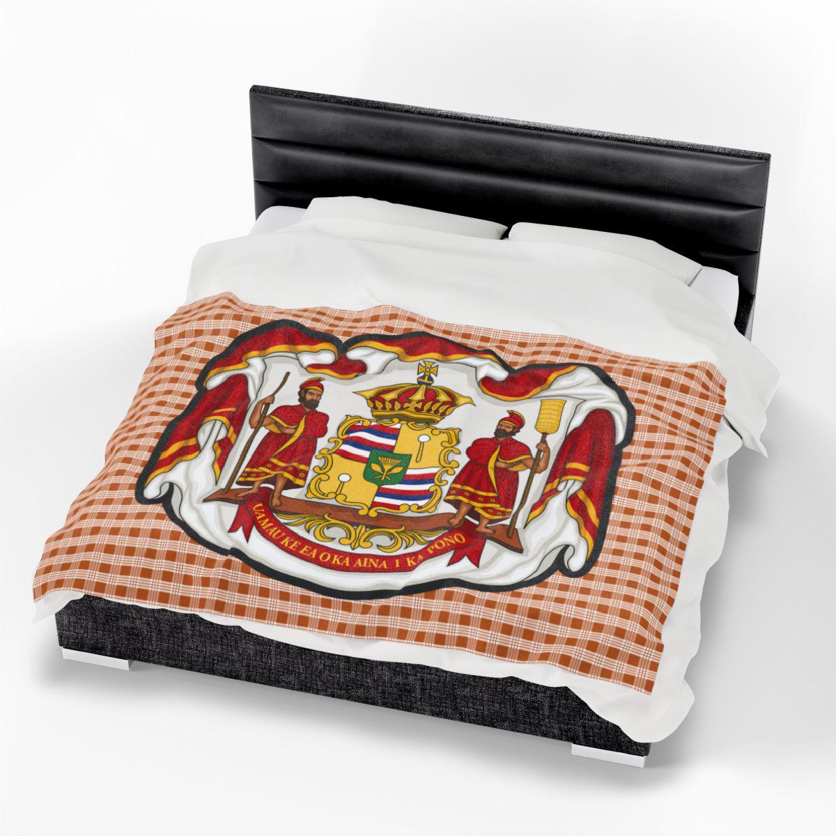 Hawaiian Coat of Arms Palaka Plush Blankets, Hawaiian Style Print ...