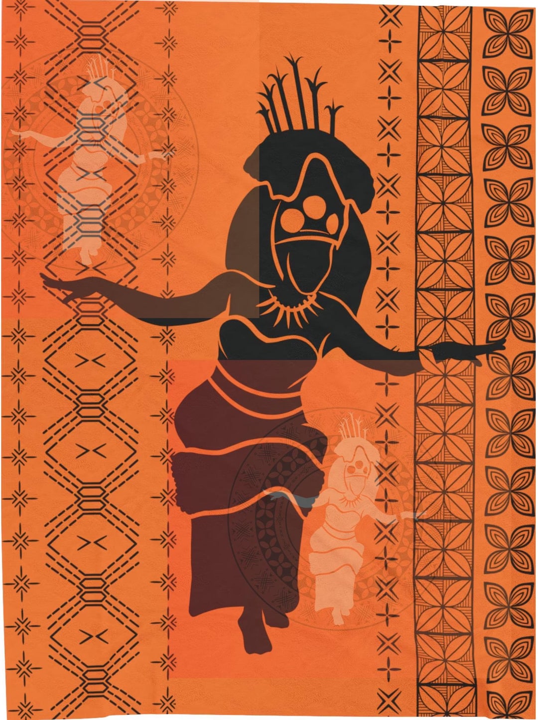 Samoa Taupou With Malu Design Throw Blanket, Samoan Art, Island Gifts ...