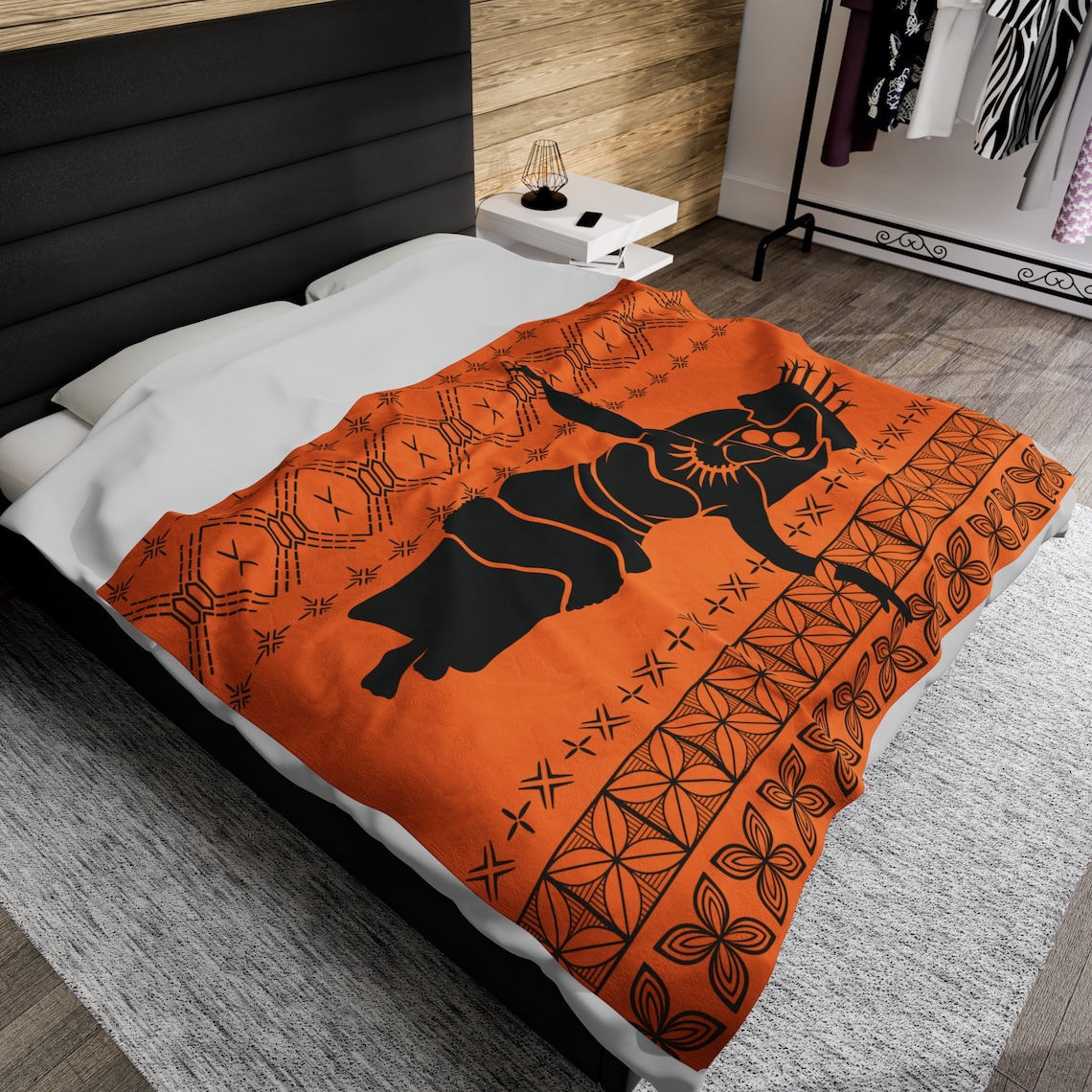 Samoa Taupou With Malu Design Throw Blanket, Samoan Art, Island Gifts ...