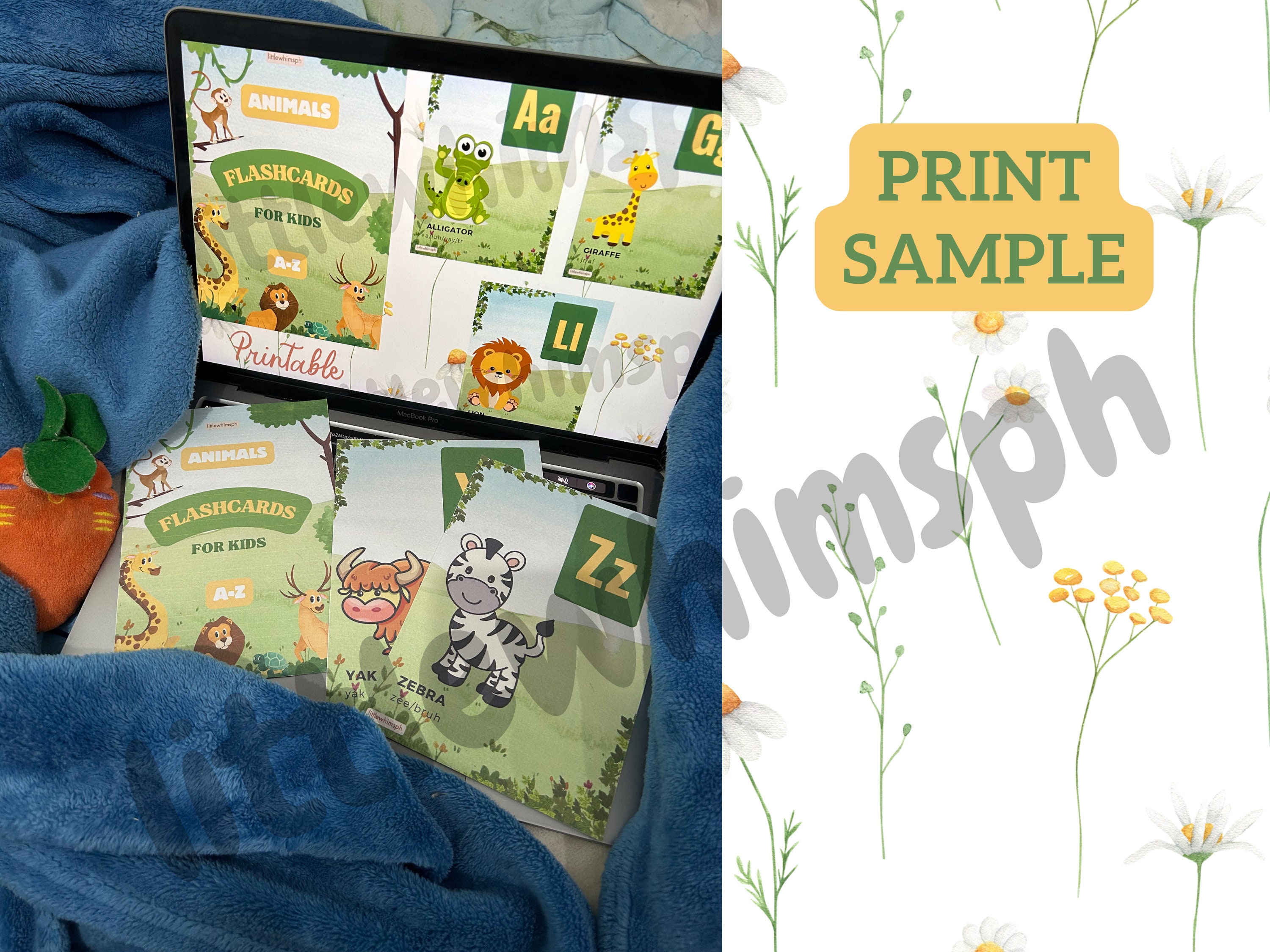 PRINTABLE Animals Alphabet Flashcards for Kids A-Z - Etsy