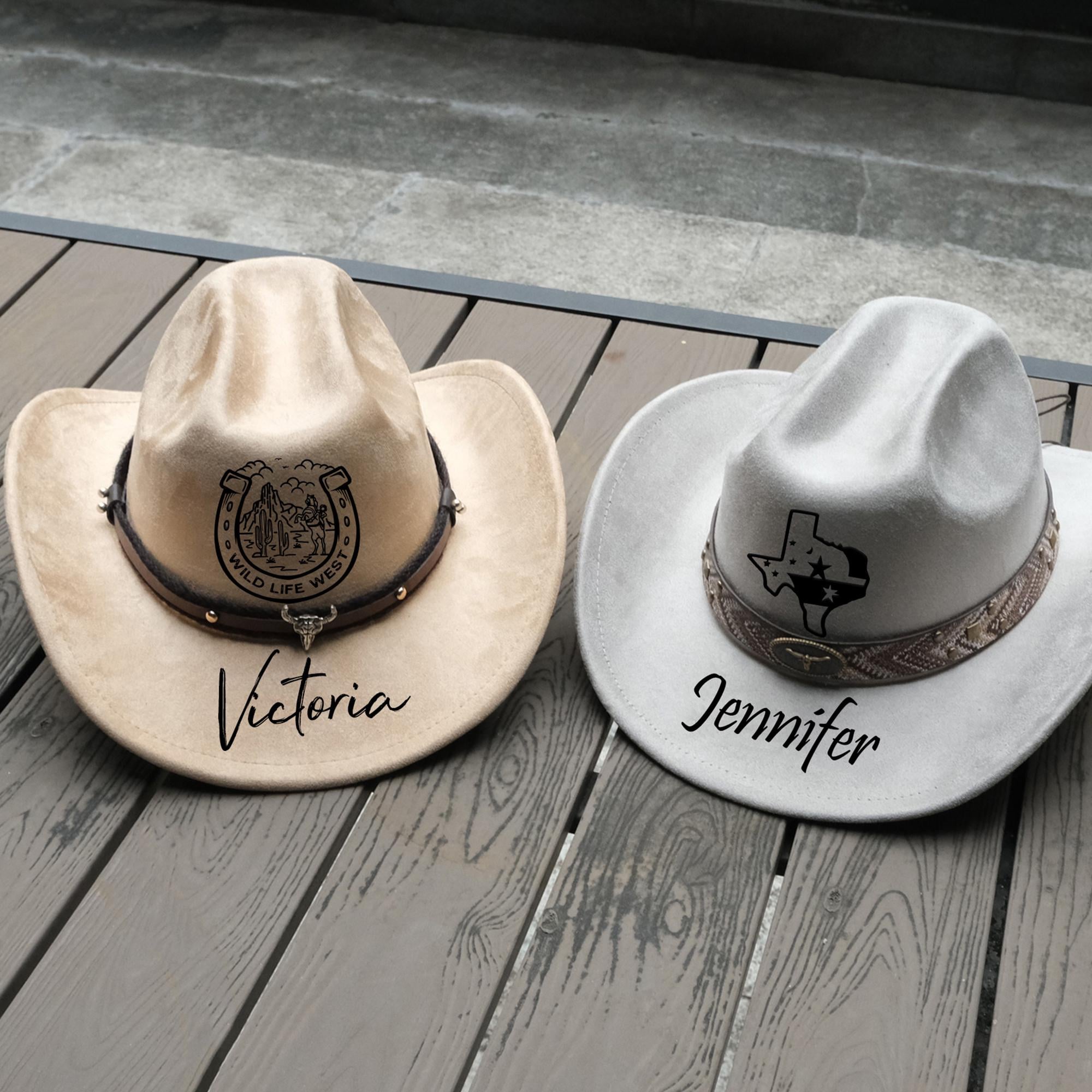 Vegan Suede Cowboy, Engraved Pattern Cowboy Hat, 4 Hood Trim, Vintage ...
